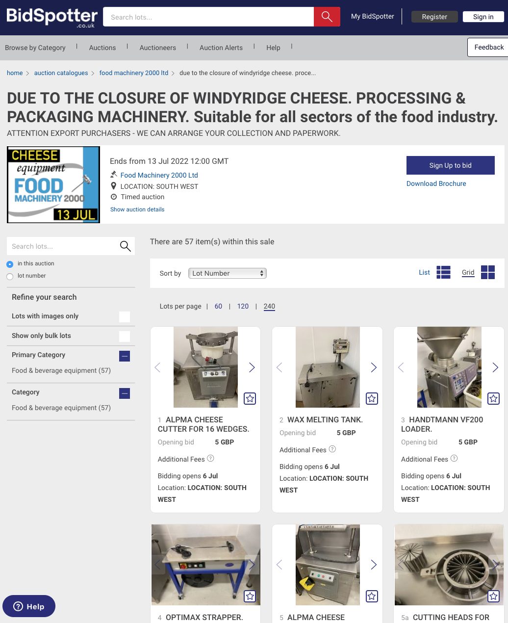 Due to the closure of WINDYRIDGE CHEESE & OTHERS. ONLINE AUCTION OF ...